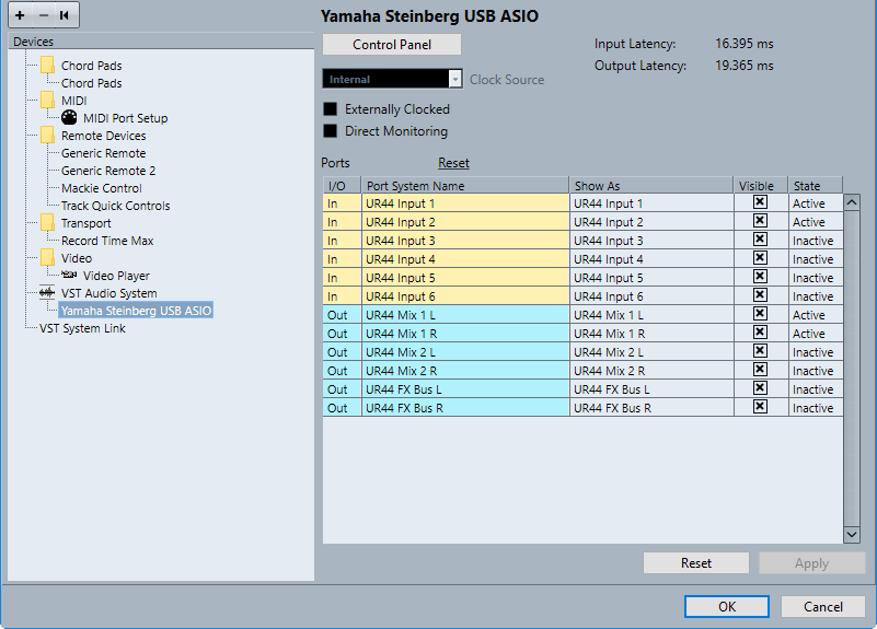 ASIO Driver Setup Page